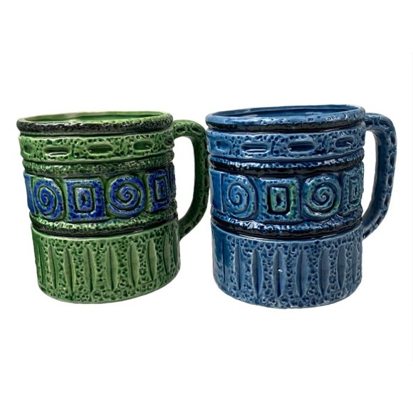 Dining | Vintage Mid Century Colorful Ceramic Drinking Coffee Mugs ...